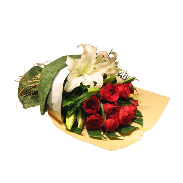 Timeless Love Red Roses and Lilies - Hand Bouquets | Hong Kong