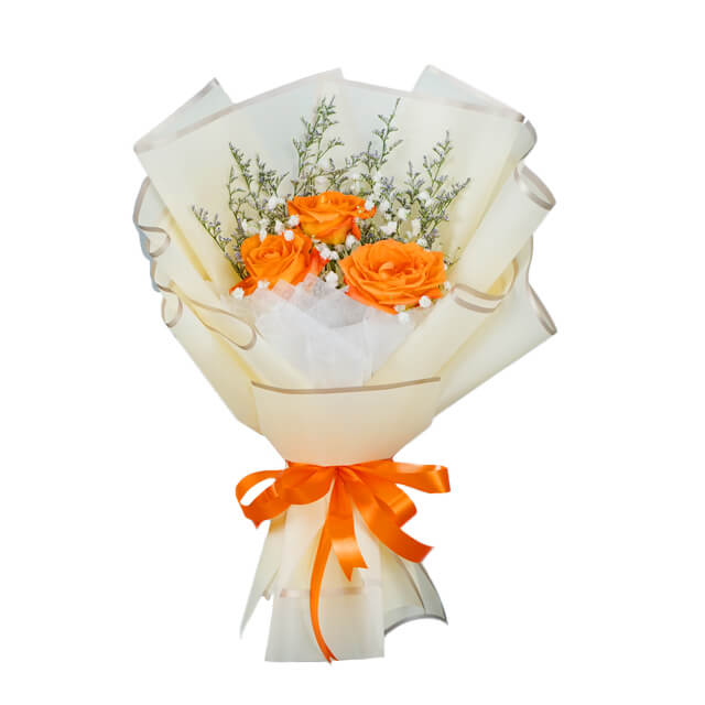 Wonder 3 Orange Roses Bouquet - Orange Roses | Singapore